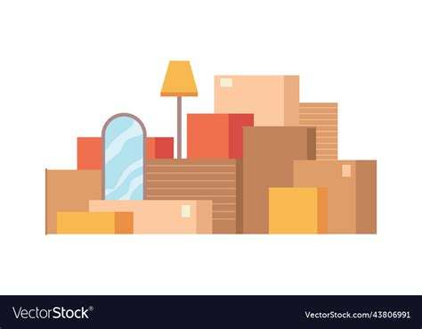 Relocation Cardboard Boxes With Things Royalty Free Vector