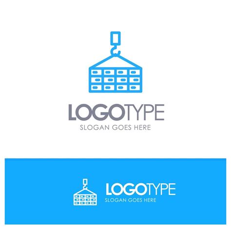 Building Cargo Construction Crane Blue Outline Logo Place For Tagline 18031215 Vector Art At