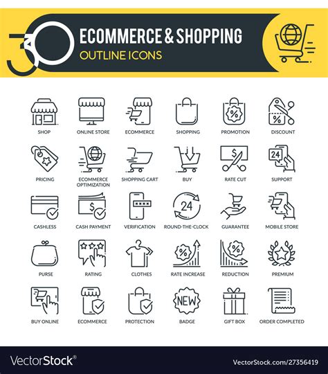 Ecommerce Outline Icons Royalty Free Vector Image
