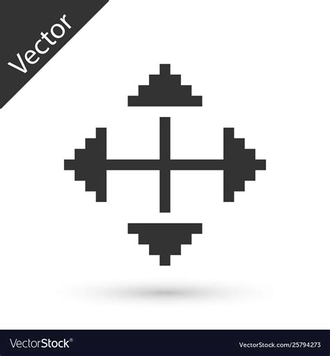 Grey Pixel Arrows In Four Directions Icon Isolated