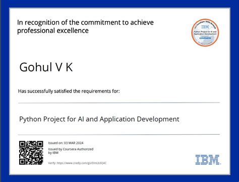 Gohul V K On Linkedin Ai Applications Webdevelopment Flask Ibm Ibmcertification Coursera