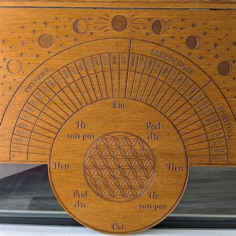 Engraved Wooden Dowsing Board Divination Pendulum Bovis Scale