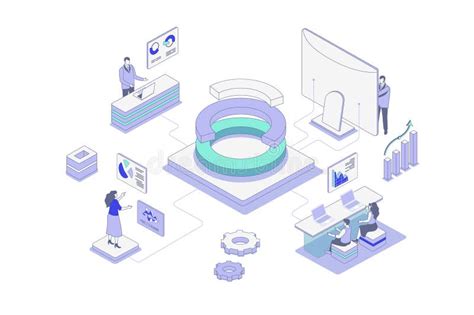 Data Analysis Isometric Concept In Outline Isometry Design For Web