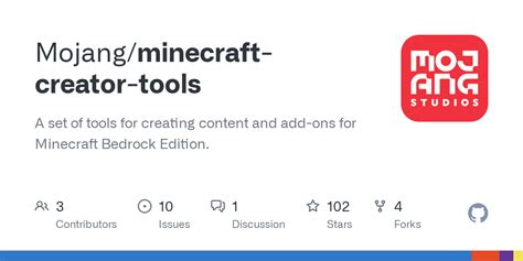 Github Mojang Minecraft Creator Tools A Set Of Tools For Creating Content And Add Ons For