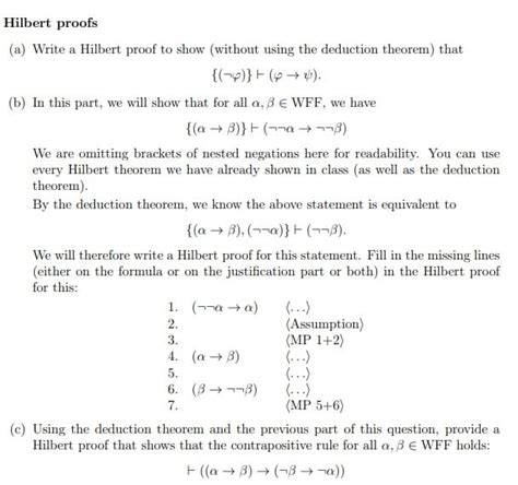 Solved Hilbert Proofs A Write A Hilbert Proof To Show
