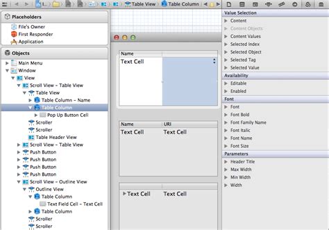 Cocoa What Are All The Things You Can Bind To In A NSTableColumn Of NSPopupButtonCell Stack
