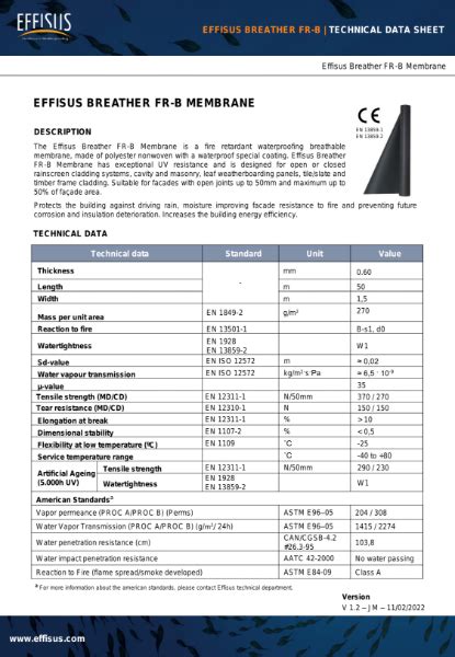 Effisus Breather FR B Membrane Technical Data Sheet NBS Source