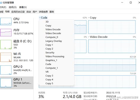 Windows Win11任务管理器性能中n卡gpu看不到cuda进程copy选项找不到cuda选项51cto博客win10任务管理器看