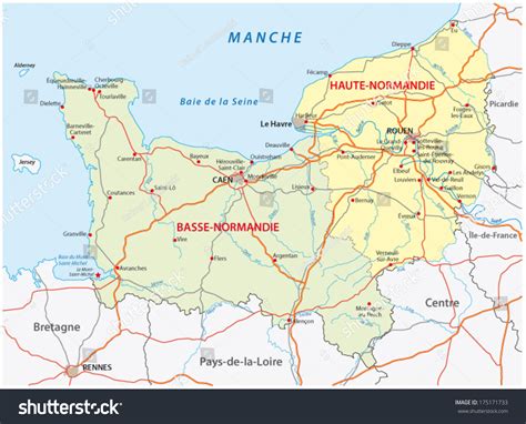 Normandy Road Map Stock Vector Royalty Free 175171733 Shutterstock
