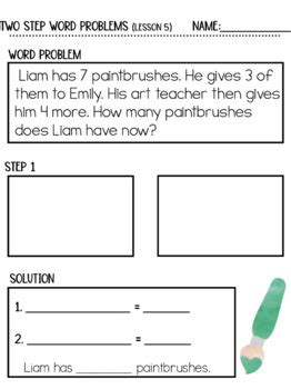Second Grade Solving Two Step Word Problems Extra Practice Pages EDITABLE