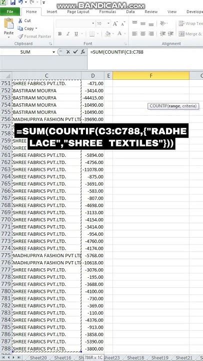 Combine Sum And Countif Formula Shorts Shortvideo Excel