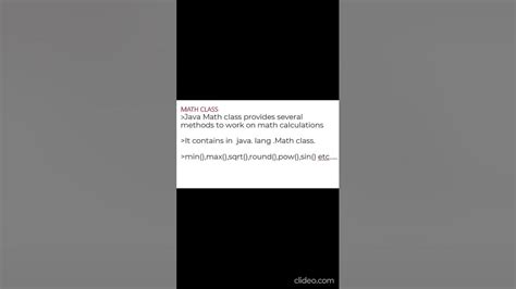 Math Class In Java Javapattern Coding Technology English Youtube