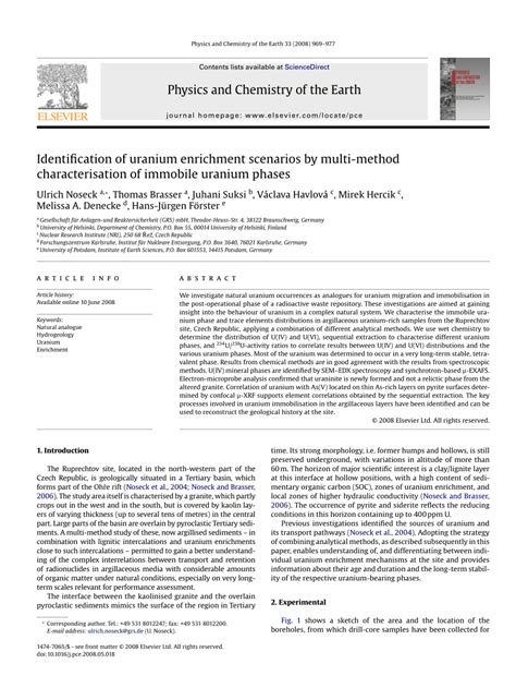 Pdf Identification Of Uranium Enrichment Scenarios By Multi Method