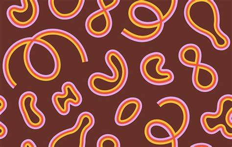 레트로 빈티지 수평 배경과 무지개 유기농 모양의 스타일 60 년대 70 년대 디스코 춤에 대한 스톡 벡터 아트 및 기타 이미지 디스코 춤 배경 주제 소용돌이 모양