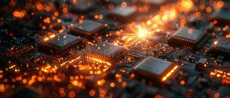 3d Image Of A Computer Chip In Computer In The Style Of Vray Tracing Tabletop Photography