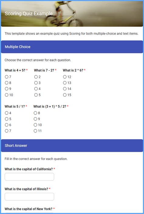Scoring Quiz Example Forms And Templates Formsite