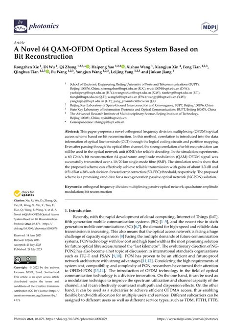 Pdf A Novel 64 Qam Ofdm Optical Access System Based On Bit Reconstruction