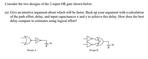 Solved Consider The Two Designs Of The 2 Input OR Gate Shown Chegg
