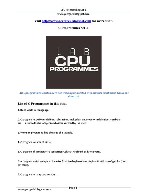 C Programmes Set 1 Gecr Geek Updated Pdf Fahrenheit Celsius