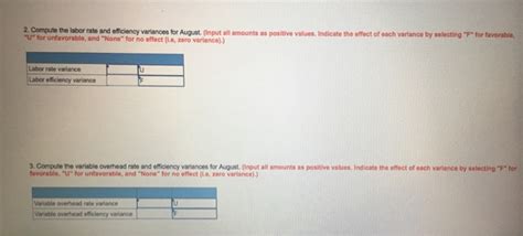 solved 2 compute the labor rate and efficiency variances