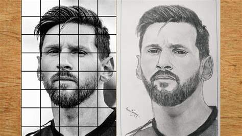 How To Draw Lionel Messi Grid Method Drawing Messi Step By Step