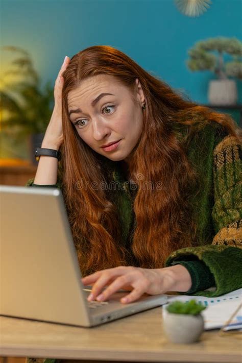 Frustrated Business Woman Having Software Problems With Laptop Error Or Mistake Virus