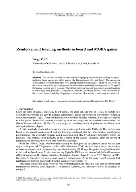 Pdf Reinforcement Learning Methods In Board And Moba Games