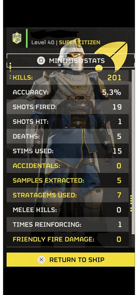 Kills Shots Hit Ratio Rhelldivers