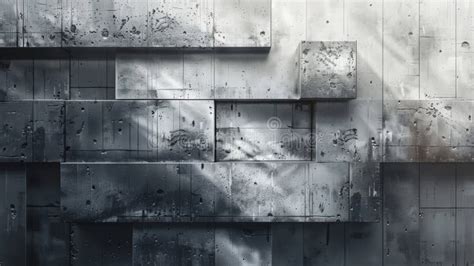 3d Rendering Of A Concrete Wall Made Of Interlocking Blocks With Rough