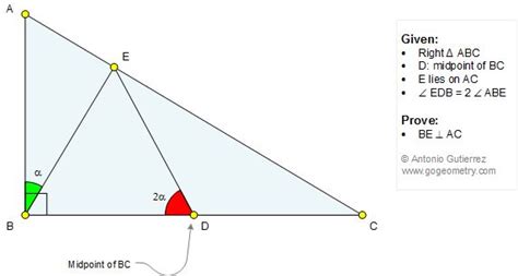 Geometry Problem 1336 Right Triangle Cevian Double Angle Perpendicular 90 Degrees Midpoint