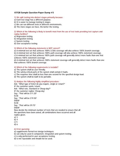 Istqb Question Paper Dump 3 PDF Computer Software And Applications Computing