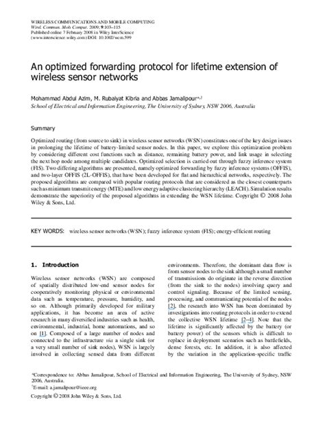 pdf an optimized forwarding protocol for lifetime extension of