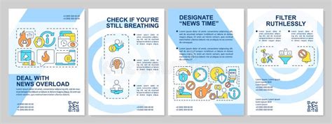 Manage Information Overload Blue Brochure Template Stock Vector