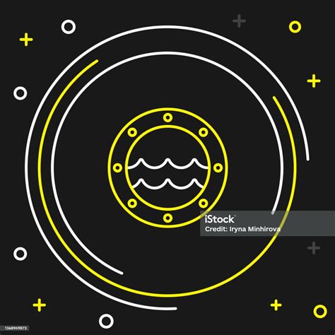 검은 배경에 고립 된 아이콘 외부 리벳과 바다 풍경라인 선박 구멍 다채로운 개요 개념 벡터 바다에 대한 스톡 벡터 아트 및 기타 이미지 Istock