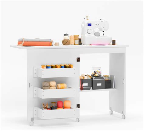 Craftease Folding Sewing Table Multipurpose Craft Station Desk Rolling Sewing
