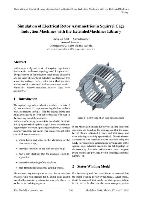 Pdf Modeling And Simulation Of Broken Rotor Bars In Squirrel Cage Induction Machines Anton