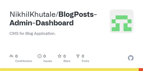GitHub NikhilKhutale BlogPosts Admin Dashboard CMS For Blog Application