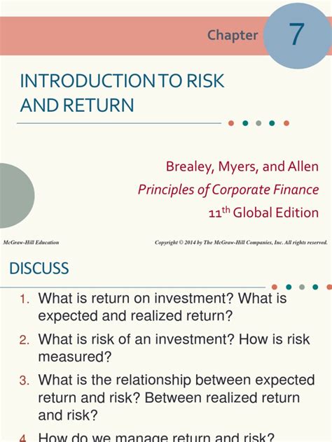 Introduction To Risk And Return Principles Of Corporate Finance Pdf