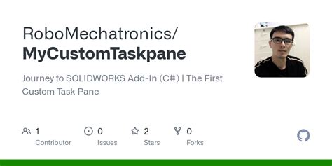 github robomechatronics mycustomtaskpane journey to solidworks add