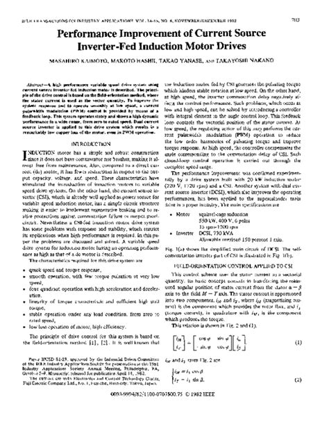 Pdf Performance Improvement Of Current Source Inverter Fed Induction