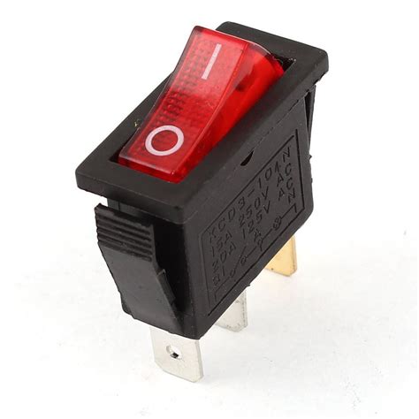 Ac 15a250v 3 Pin Spdt Red Led Indicator Mini Onoff Rocker Switch Kcd3 Hacktronics