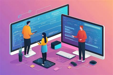 premium ai image pair programming concept illustration