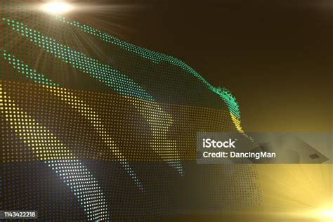 텍스트에 대 한 빈 장소와 노란색을 흔들며 점으로 만든 가봉 국기의 멋진 디지털 이미지어떤 기회 플래그 3d 그림 0명에 대한 스톡 사진 및 기타 이미지 Istock