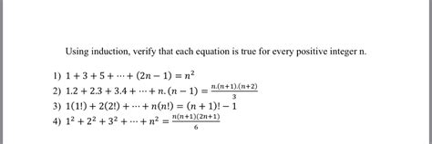 solved using induction verify that each equation is true