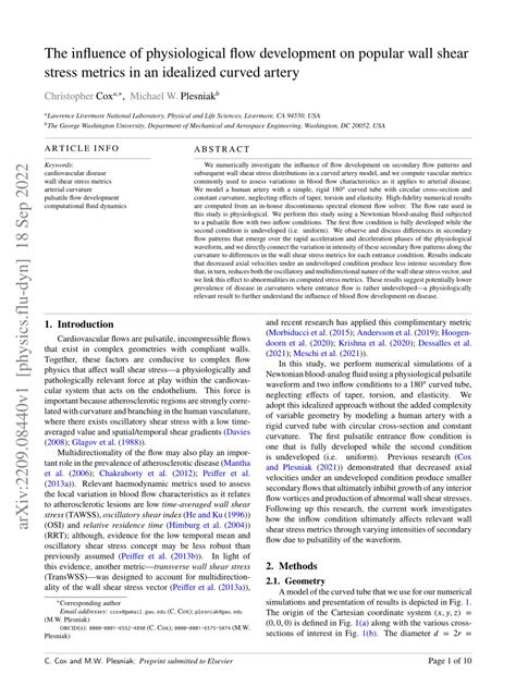 pdf the influence of physiological flow development on popular wall