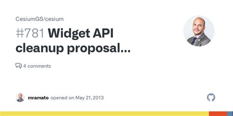 Widget Api Cleanup Proposal · Issue 781 · Cesiumgscesium · Github