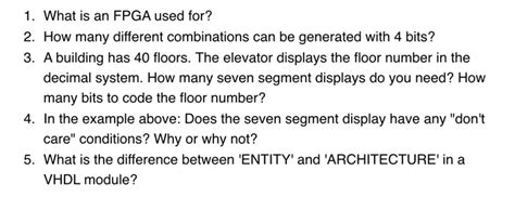 solved 1 what is an fpga used for 2 how many different