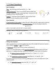 Linear Equations Understanding Terms And Solving Methods Course Hero