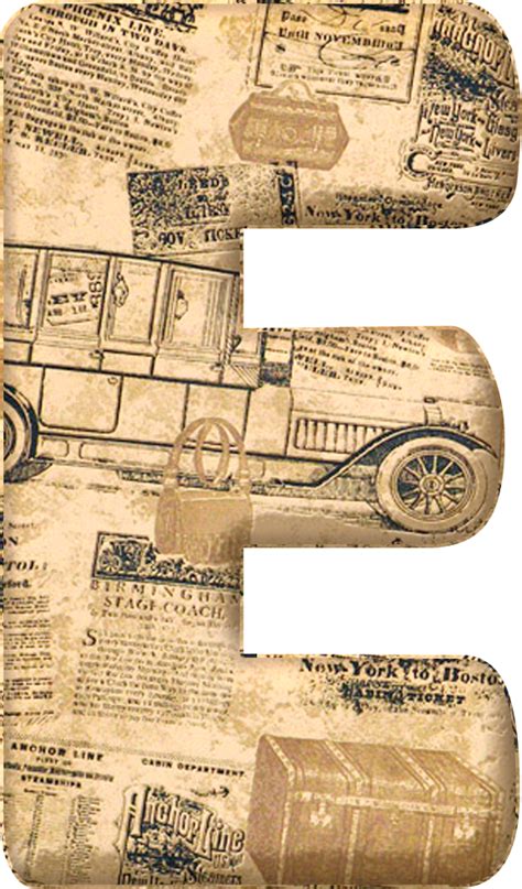 Vintage E Letter With Car Image