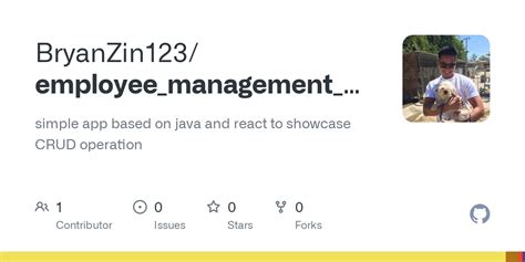 GitHub BryanZin Employee Management System Simple App Based On Java And React To Showcase